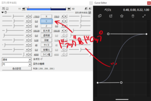 AviUtl、イージングをウィンドウ上で編集するCurve Editor – FLAPPER